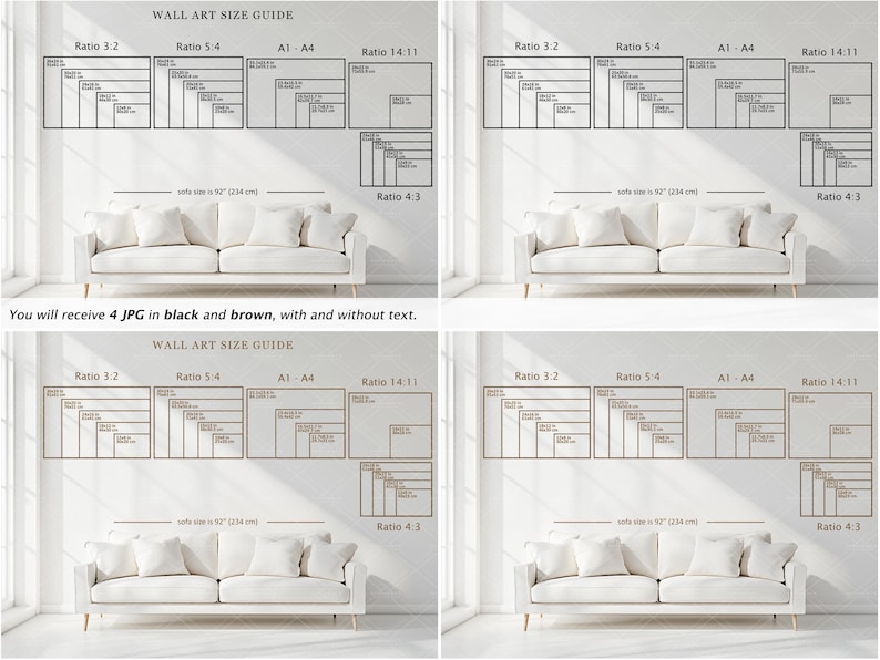 Editable Etsy Shop Size Guide: Wall Art Display Mockup (JPG/PSD Digital ...