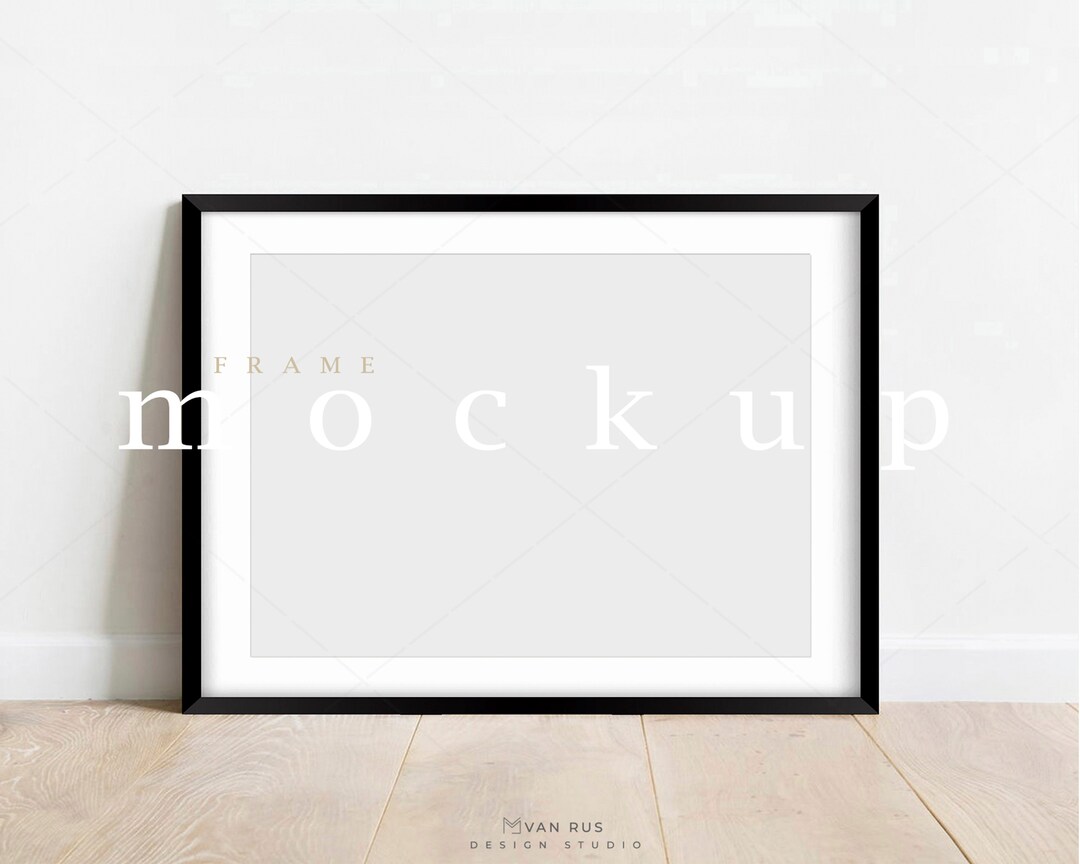 A4 Frame Mockup/ Digital Mockup With Mat/black Landscape Styled Mockup ...