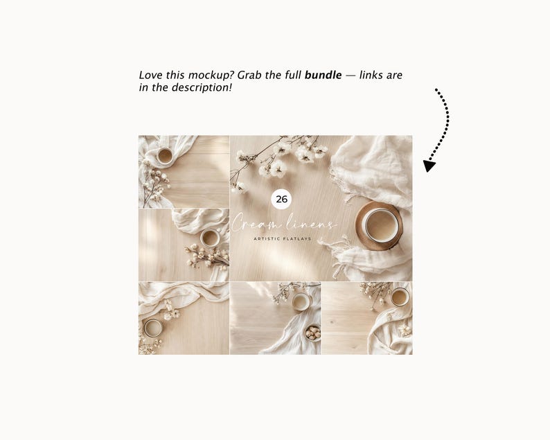 Boho Cream Linen Flatlay Mockup: Artistic Product Display (JPG Digital ...