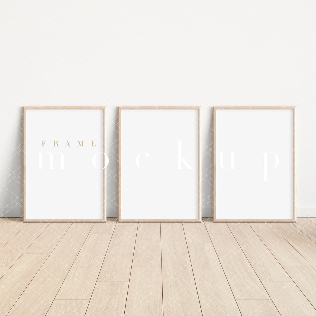 A4 Wood Frame Mockup Set: Minimalist Art Display (JPG, PSD) - Etsy