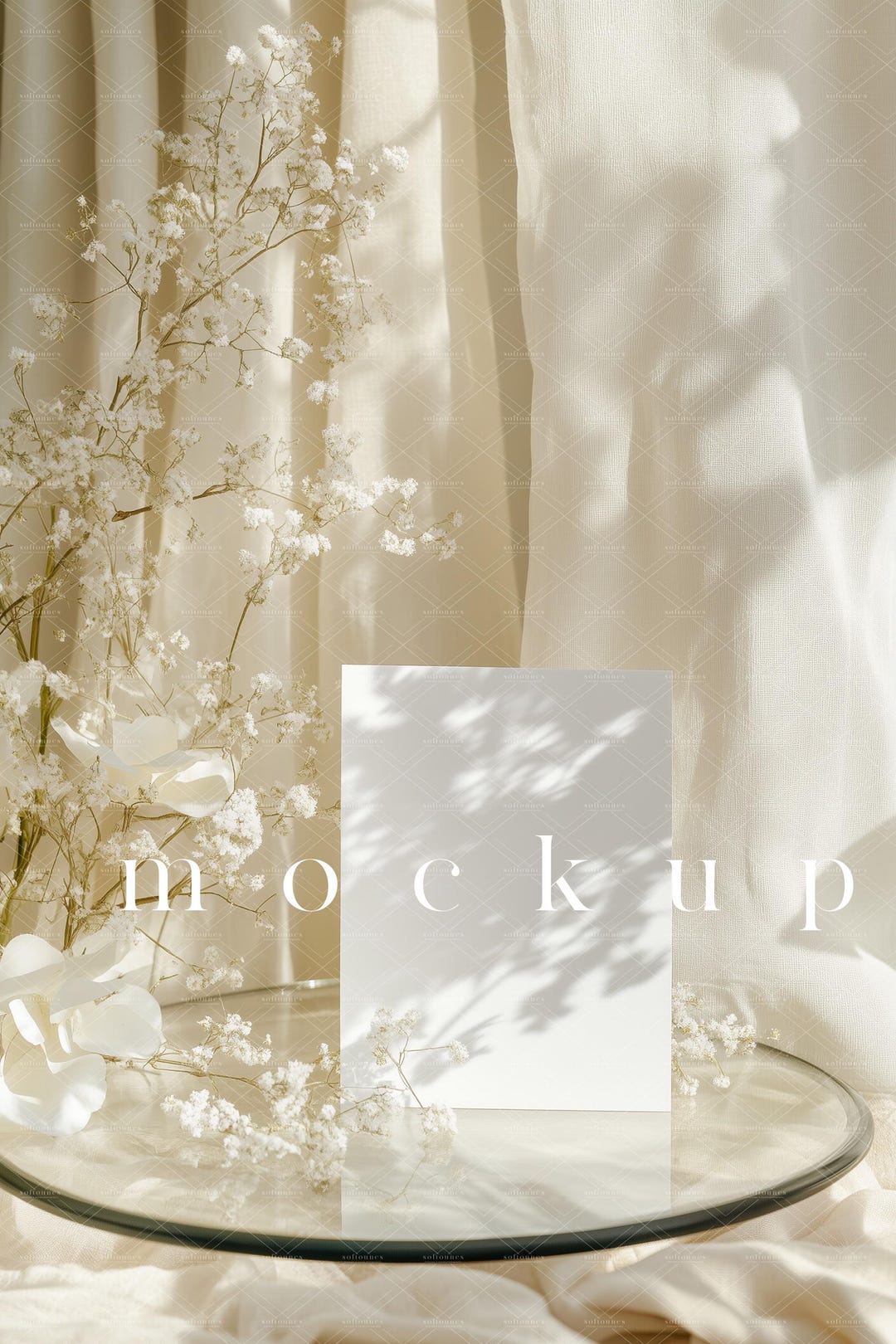 5x7 Card Mockup: Bohemian Cream Linen, Simple Elegant Design (JPG PSD ...
