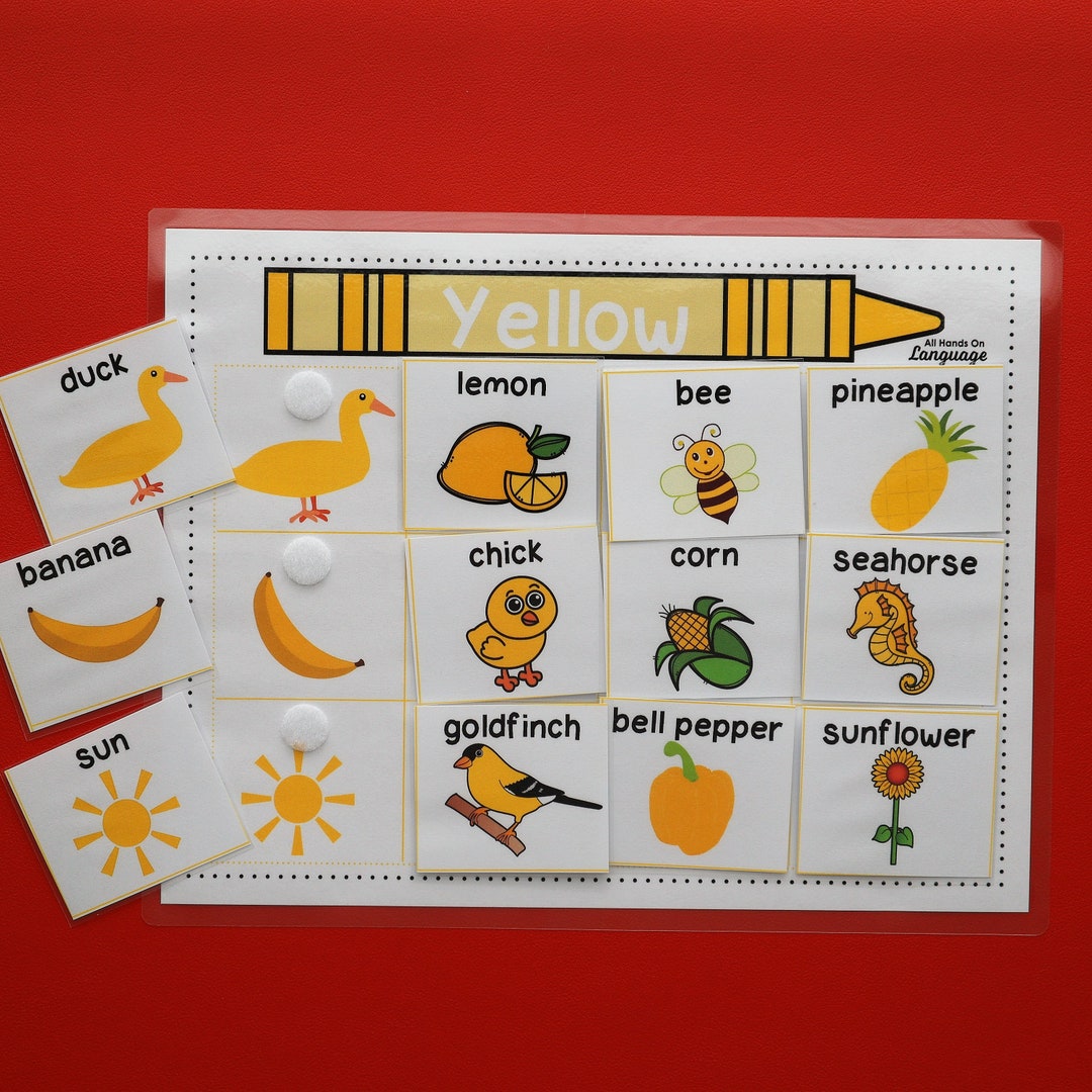 Yellow Object Matching Activity, Match and Name the Yellow Colored ...