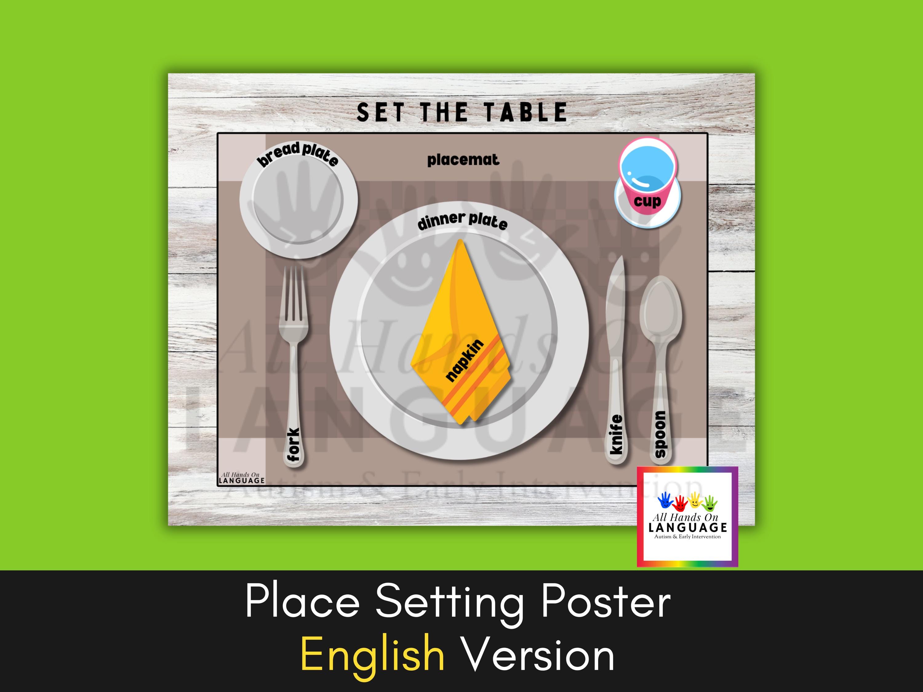 Table Setting Poster: English, Spanish, & Bilingual Versions (printable ...