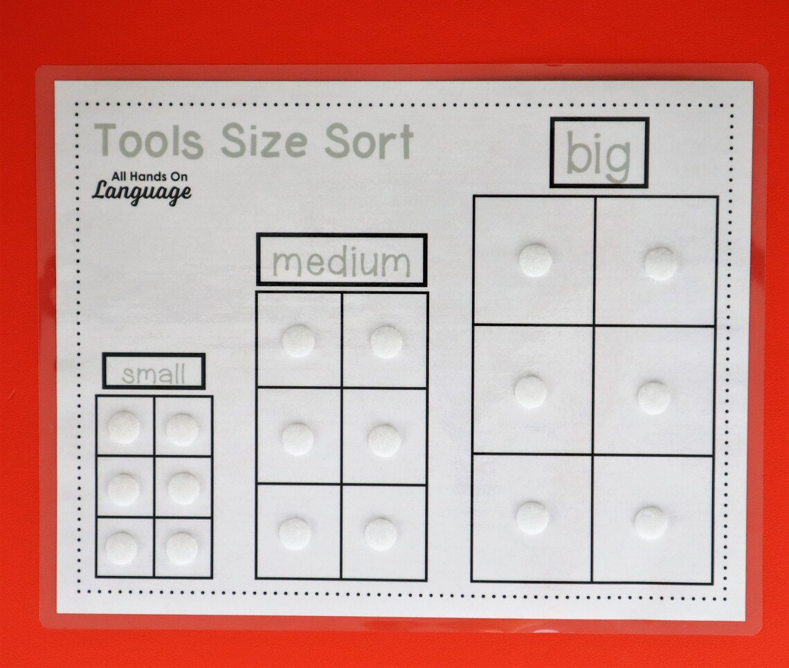 Tools Size Sort Activity Small Medium Big Pictures in 3 - Etsy