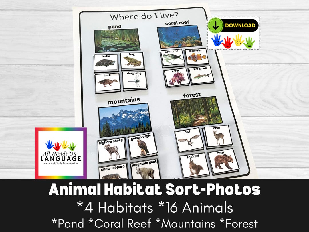 Animal Habitat Sorting Activity, Where Do I Live? Pond, Coral Reef ...