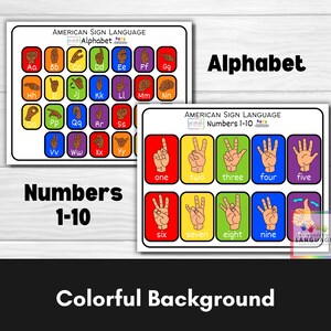 American Sign Language Posters, ASL Alphabet and Numbers 1-10, Size 11 ...