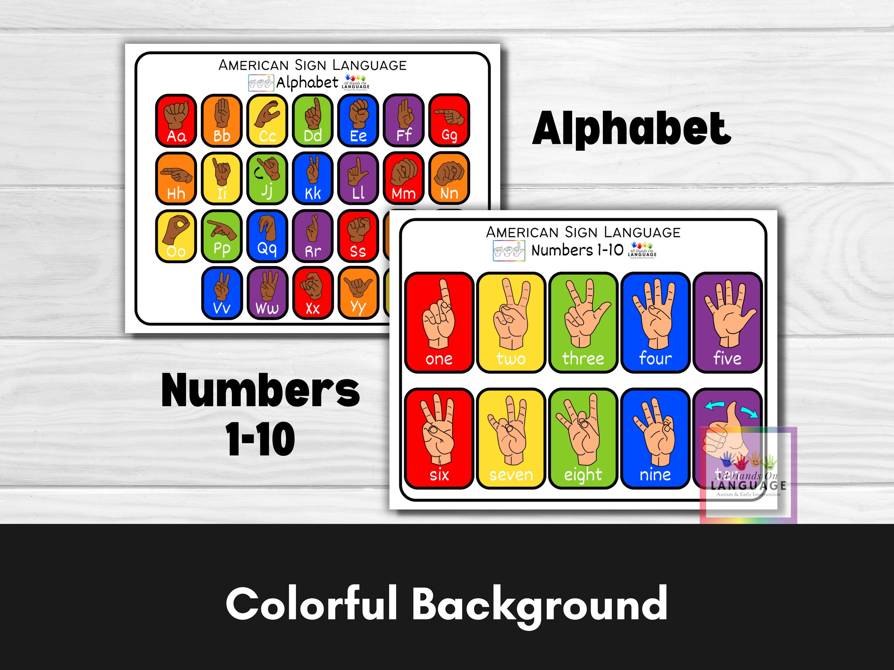 ASL Alphabet & Numbers Posters: American Sign Language (PDF Printable ...