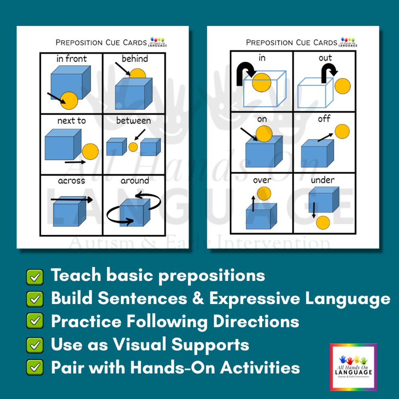 Preposition Cue Cards: Speech Therapy Visuals (PDF Printable) - Etsy