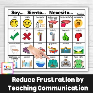 Spanish I Am. I Feel. I Need. Communication Board, 24 Messages to ...