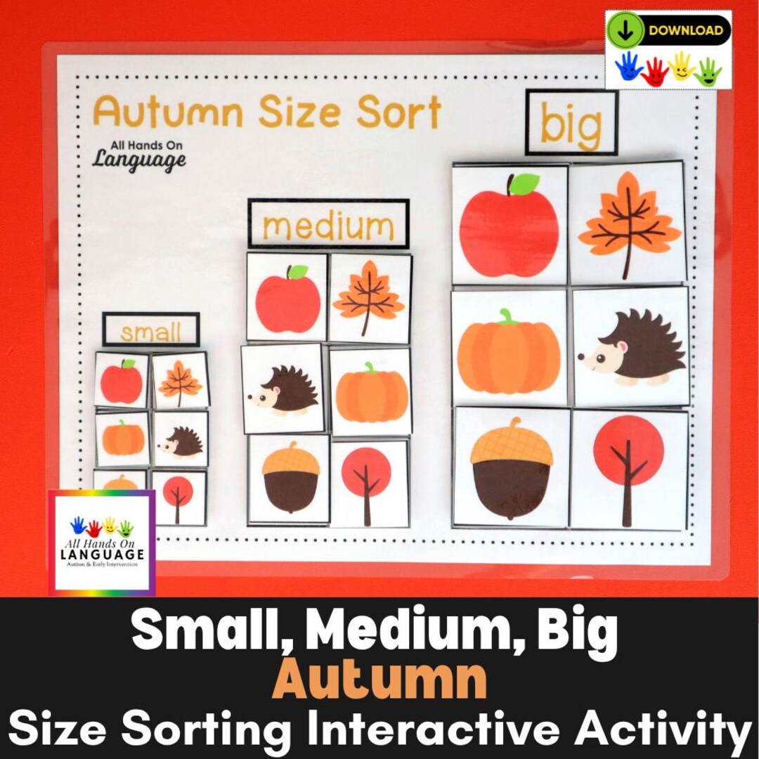 Autumn Size Sorting Activity: Fall-themed Printable (PDF) - Etsy