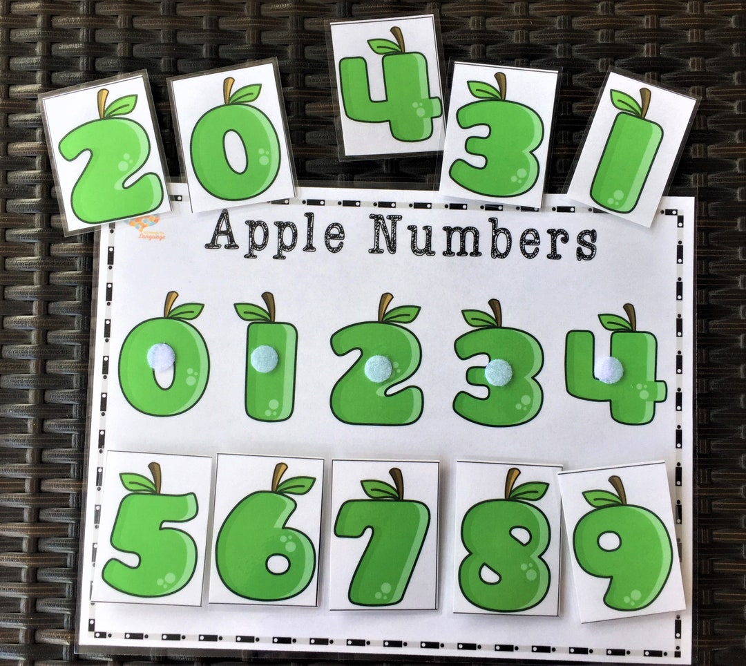 Apple Numbers 0-9 Matching Activity, Autism and Preschool Busy Book ...