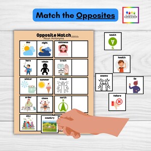 Set of 4 Interactive Antonym Matching Activity Sheets, 10 Opposite ...