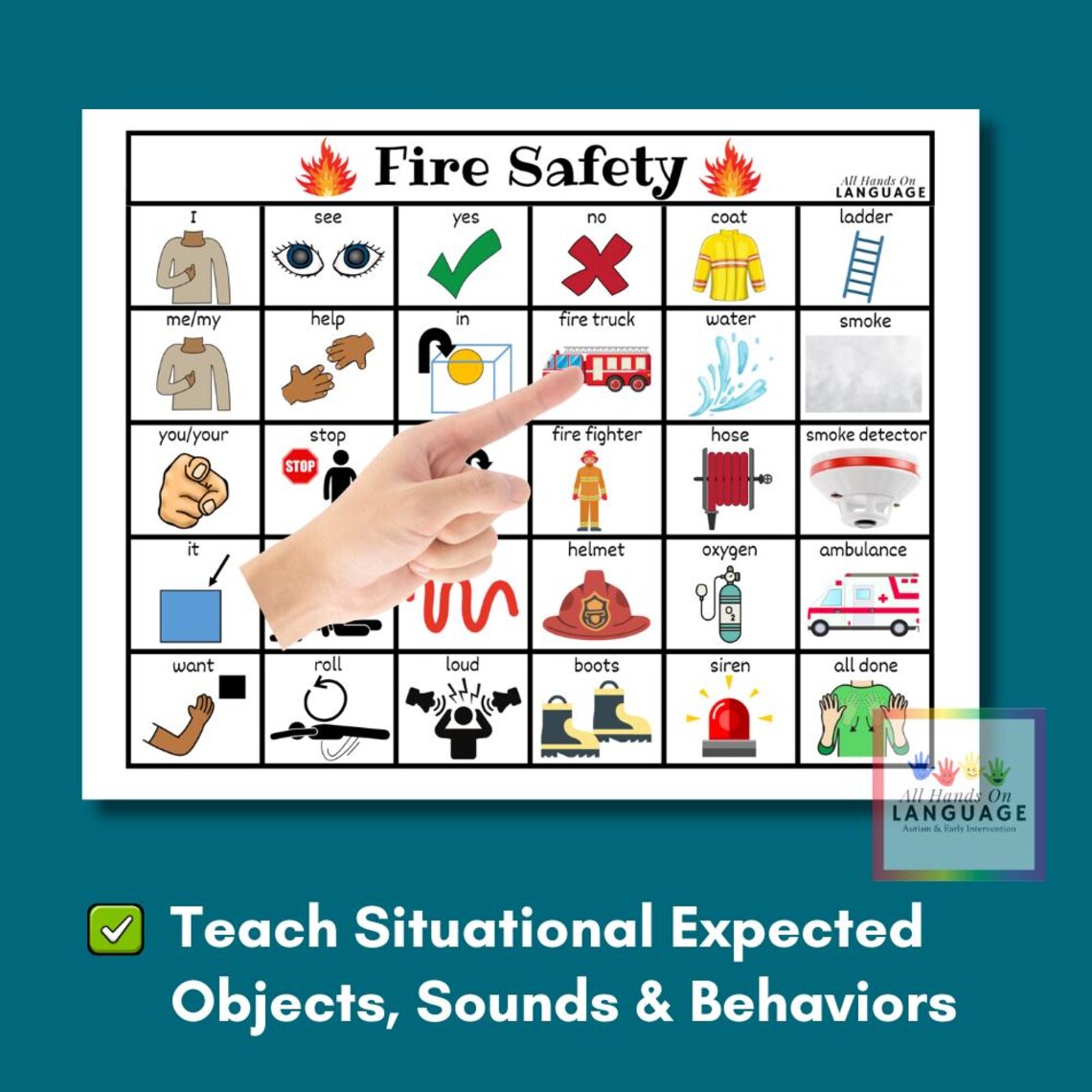Fire Safety Communication Board: AAC, Non Verbal Teaching (PDF ...