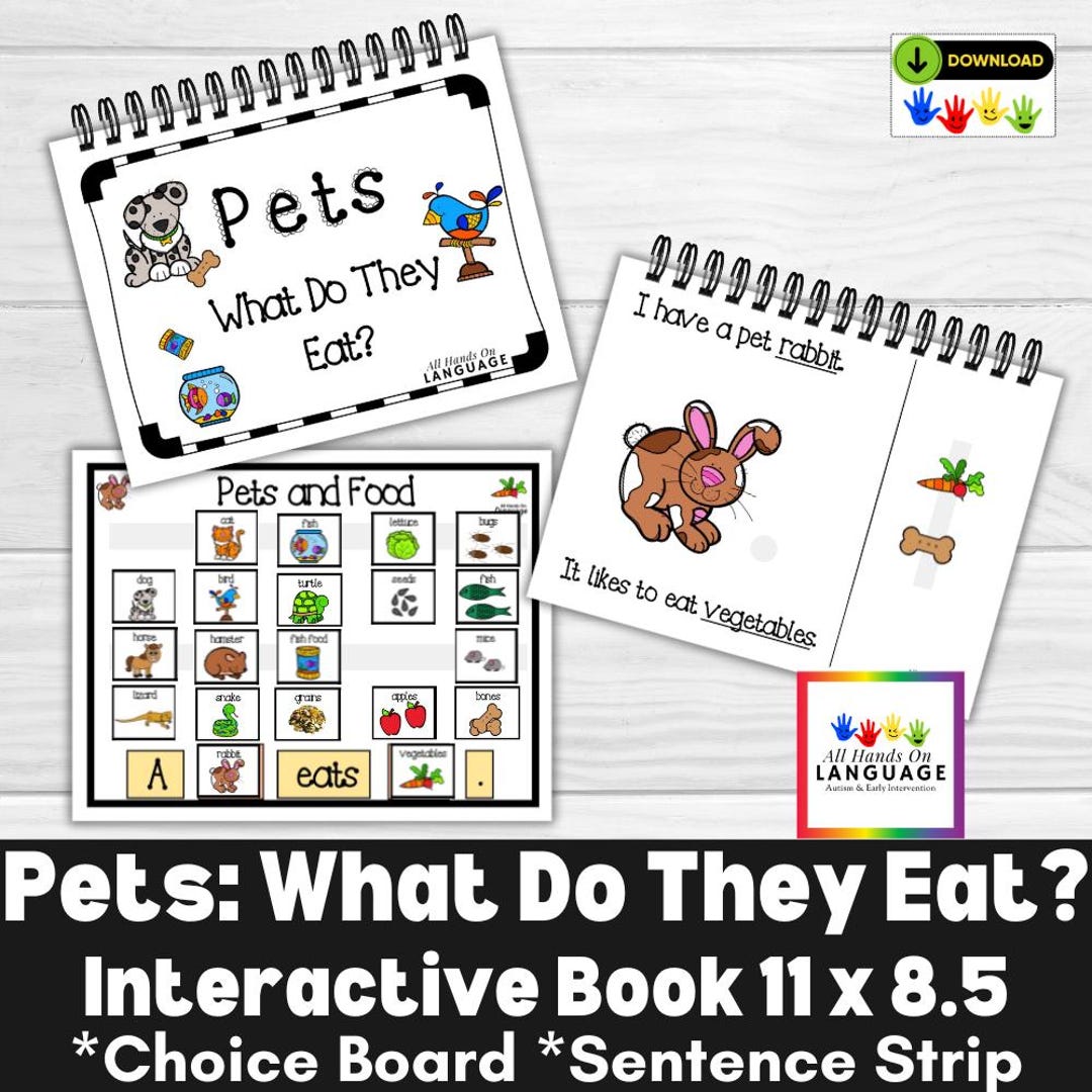 Interactive Book: Pets What Do They Eat? Speech Therapy Activity (PDF ...