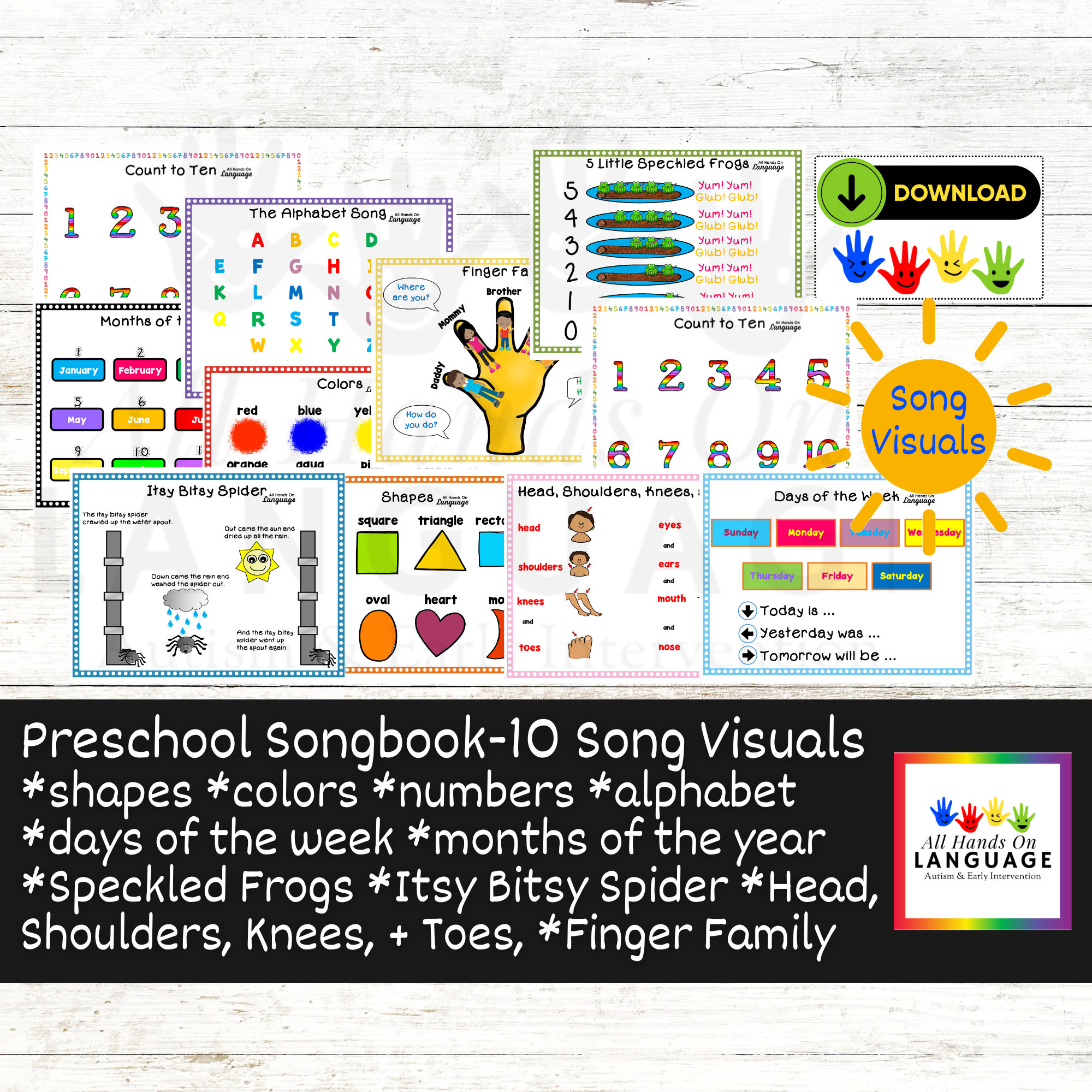 Preschool Songbook 10 Preschool Song Visuals to Point to and - Etsy