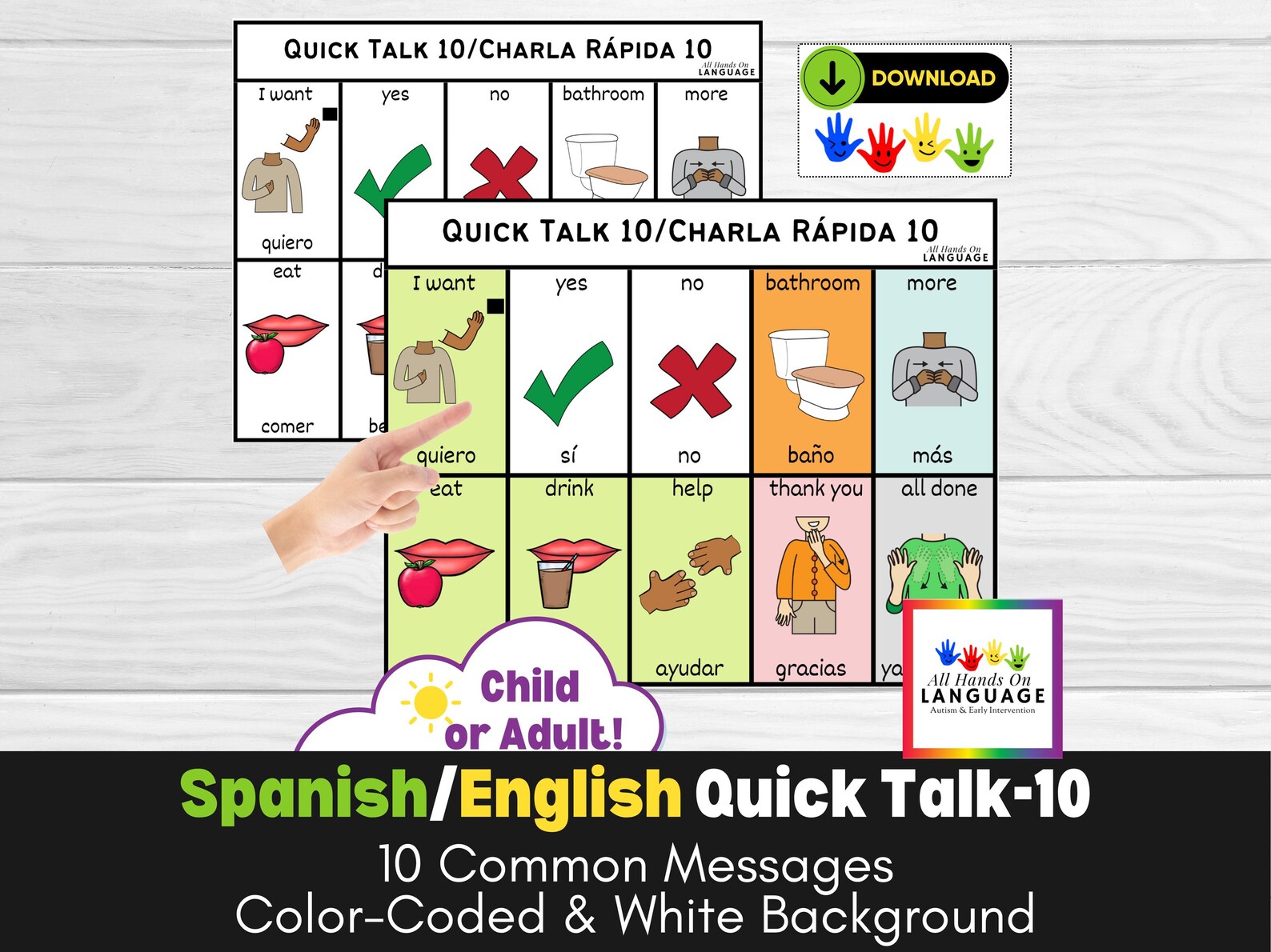 Bilingual Communication Board: Spanish + English Quick Talk (PDF ...