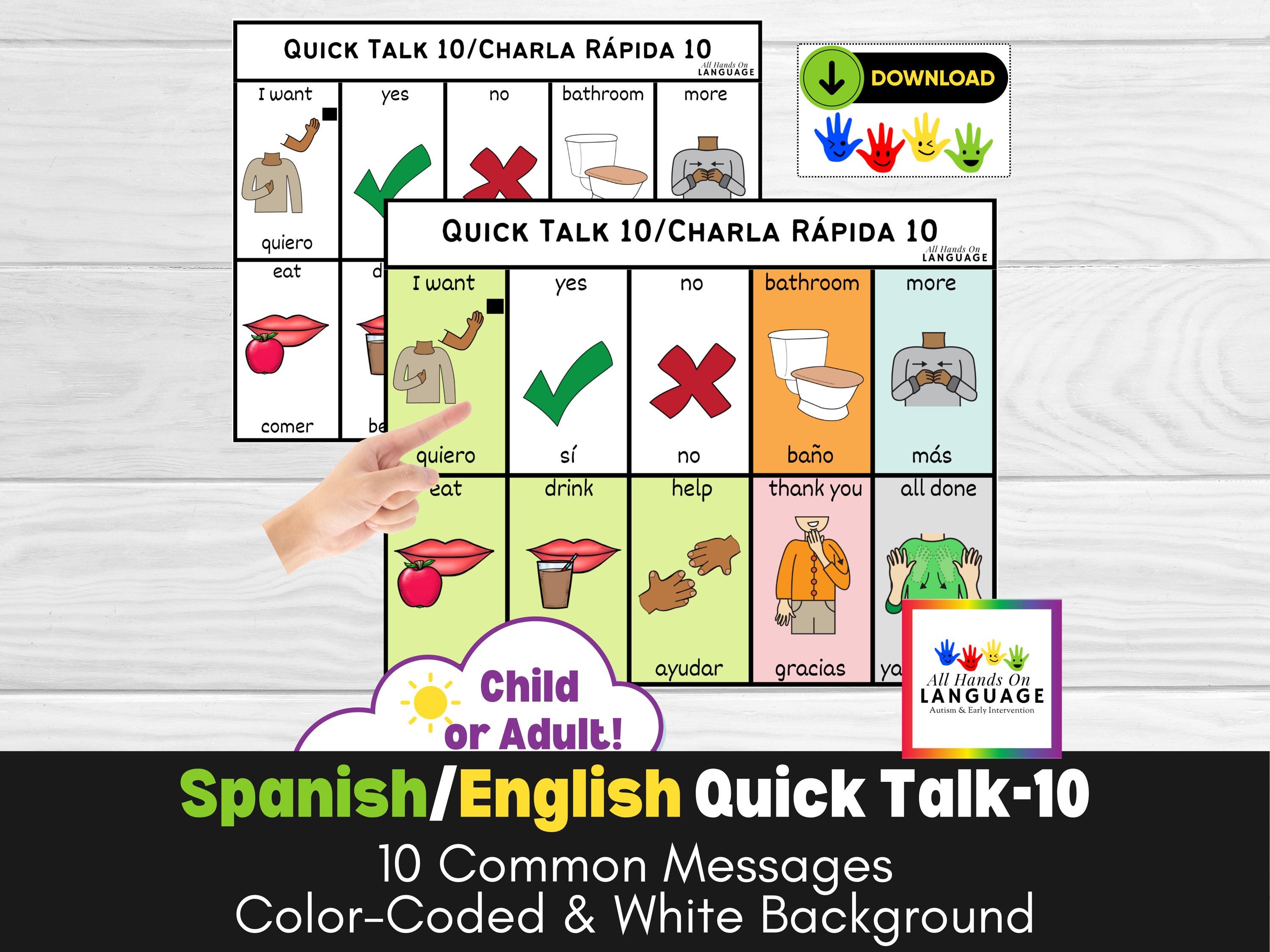 Bilingual Communication Board: Spanish + English Quick Talk (PDF ...