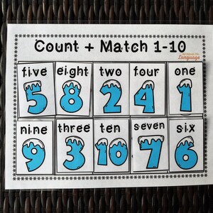 Winter Numbers 1-10 Count and Match Activity, Autism and Preschool PDF ...