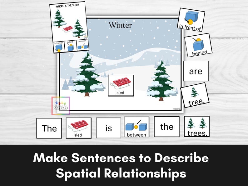 Winter Language Activity Set: Vocabulary, Prepositions, Sentences, WH ...