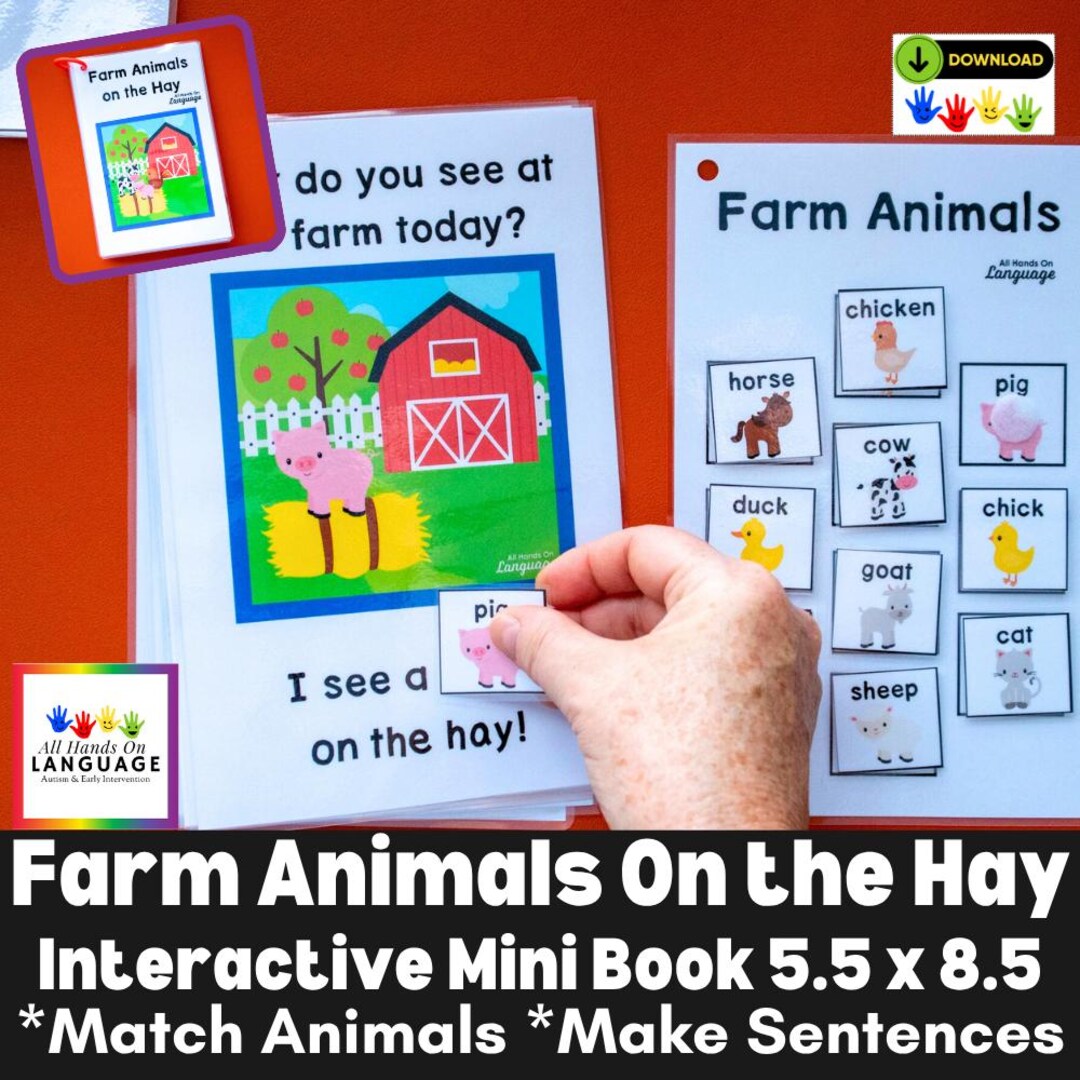 Farm Animals on the Hay Interactive Book, Make Sentences by Matching 10 ...