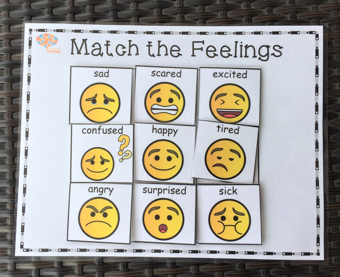 Match the Feelings Activity 9 Labeled Emojis to Match Learn - Etsy