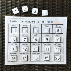Numbers 1-20 Match the Number to the Word Activity, Numbers in Sequence ...