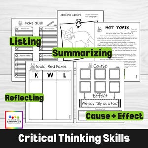 Red Fox Comprehension Unit, Cause + Effect, Critical Thinking, and ...