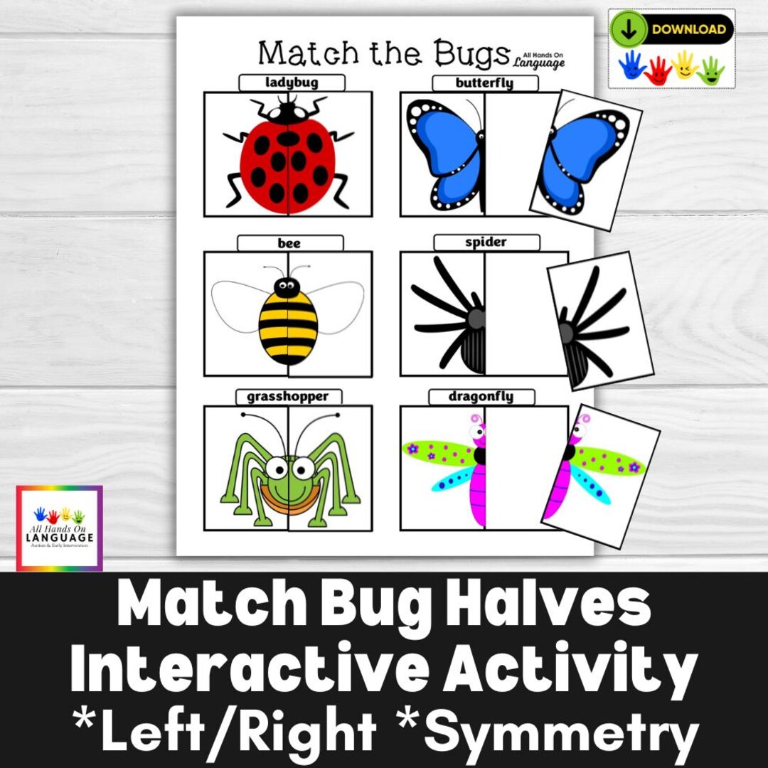 Match the Bug Halves Interactive Activity, Left and Right, Symmetry ...