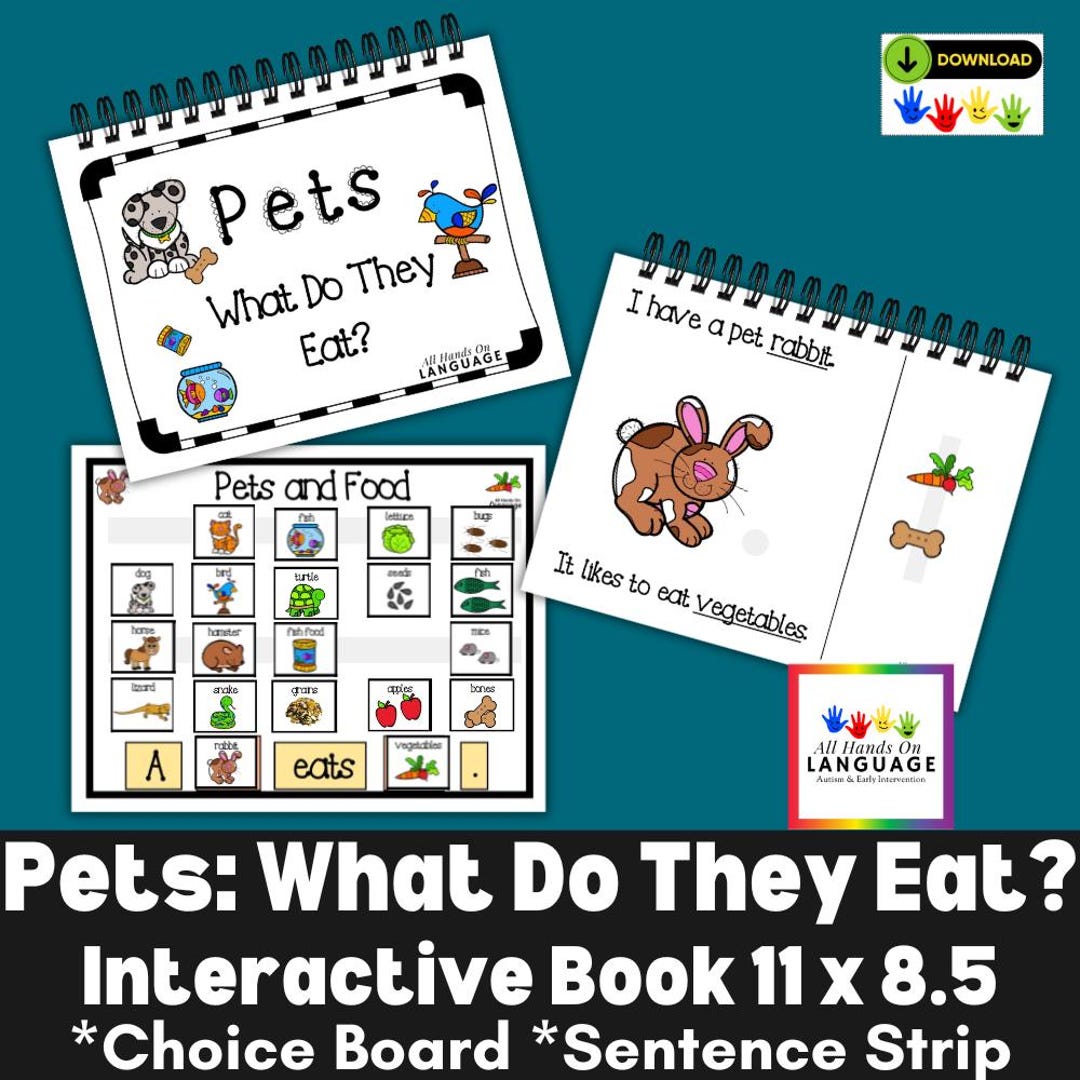 Interactive Book: Pets What Do They Eat? Speech Therapy Activity (PDF ...