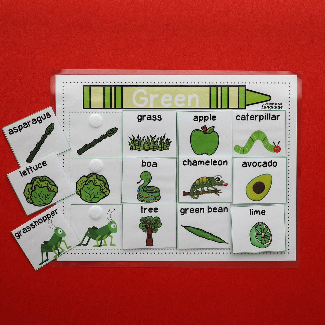 Green Matching Activity for Kids, Match and Name the Green Colored ...