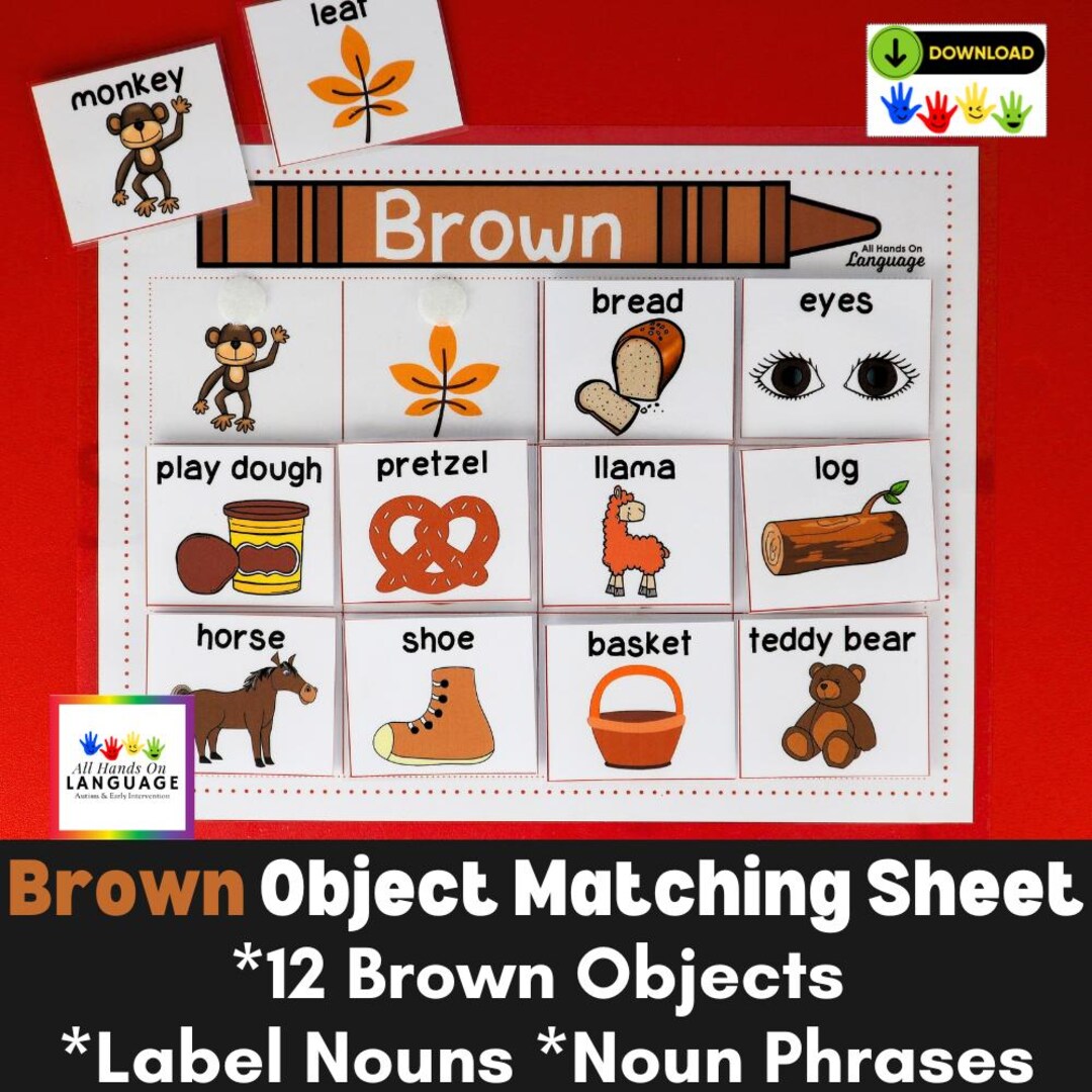 Brown Object Matching Activity: Preschool Learning (PDF Printable) - Etsy