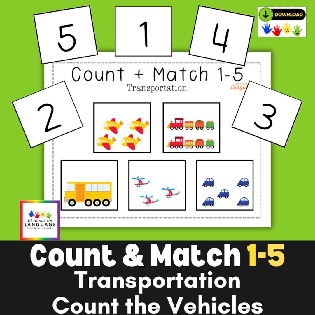 Vehicle Counting Activity: Transportation Match Game (PDF Printable) - Etsy