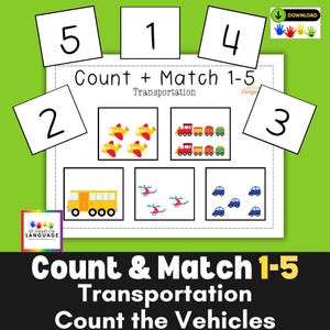 Vehicle Counting Activity: Transportation Match Game (PDF Printable) - Etsy