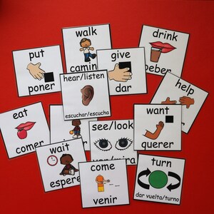 Bilingual Spanish English Vocabulary Cue Cards: AAC, ESOL (PDF ...