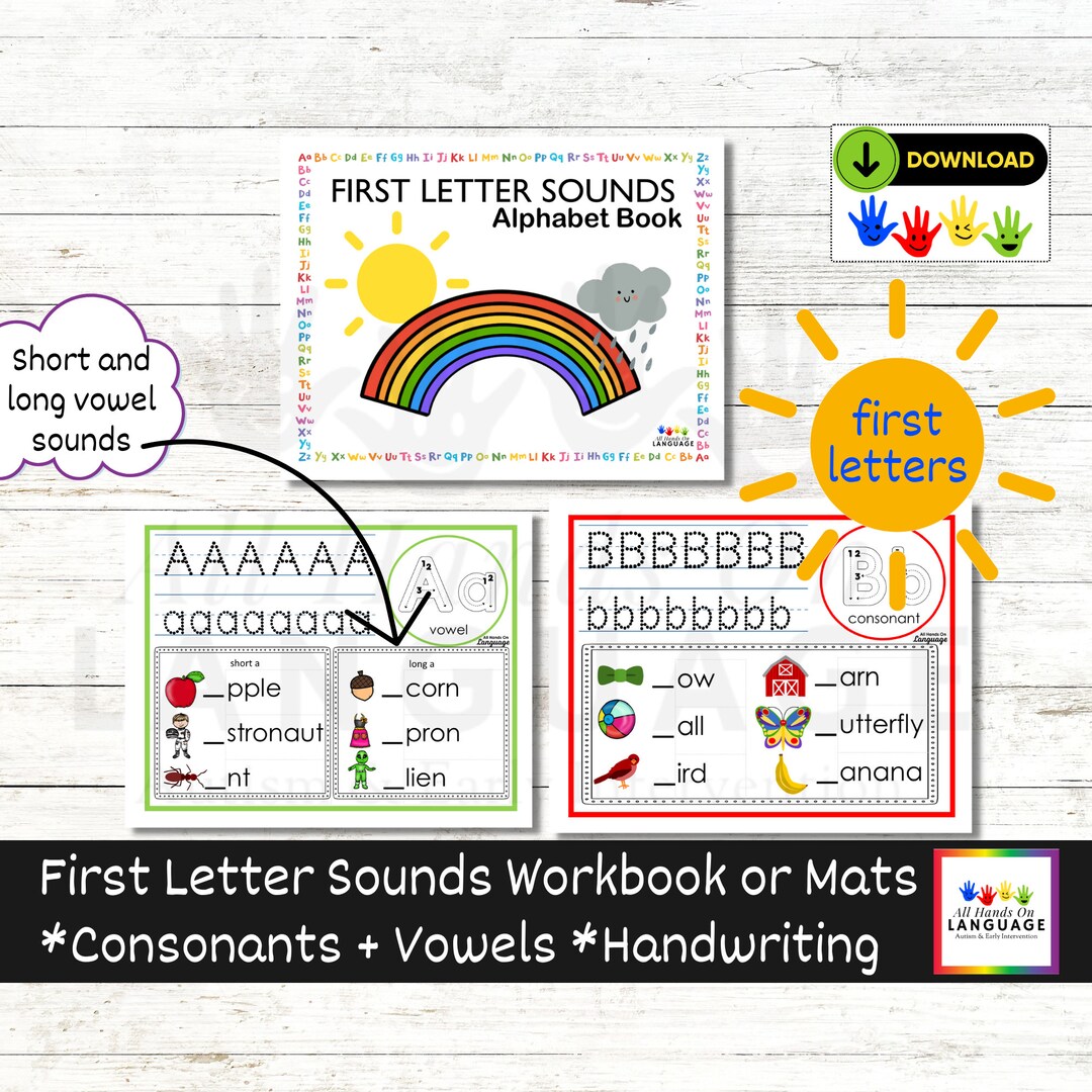 First Letter Sounds Alphabet Book, Colorful Pages to Trace and Write ...