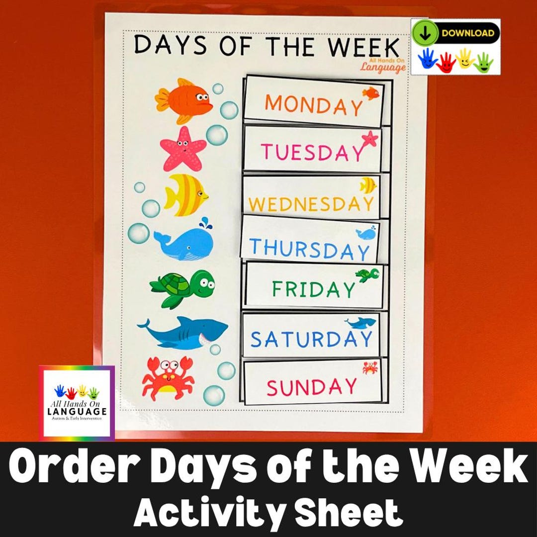 Days of the Week Ordering Activity: Under the Sea Theme (printable PDF ...