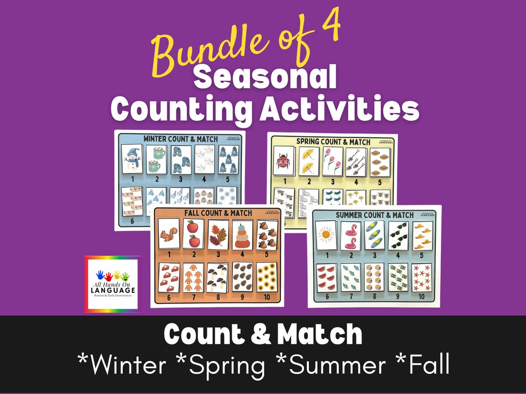 Seasonal Count & Match Activity Bundle: Numbers 1-10 (PDF Printable) - Etsy