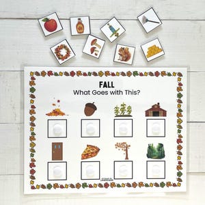 Fall-themed What Goes With This? Associations Matching Activity, Autumn ...