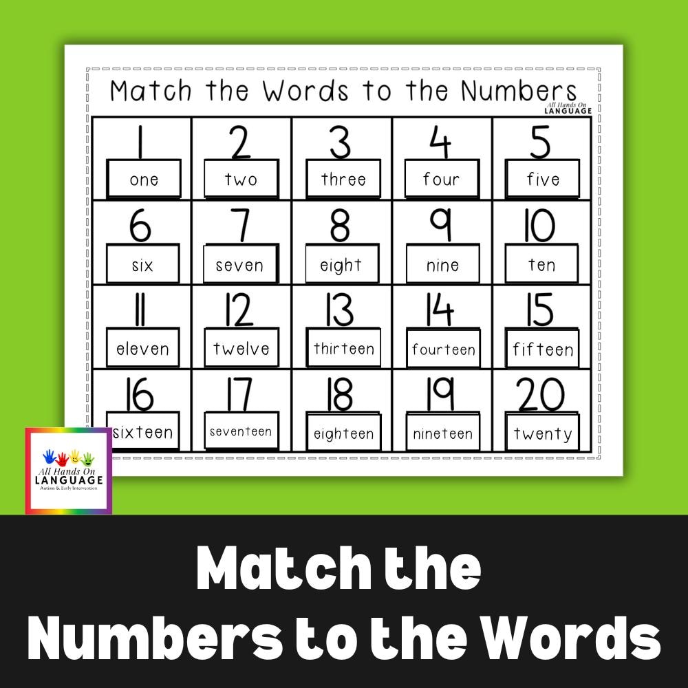 Numbers 1-20 Matching Activity: Match Word to Number, Autism ...