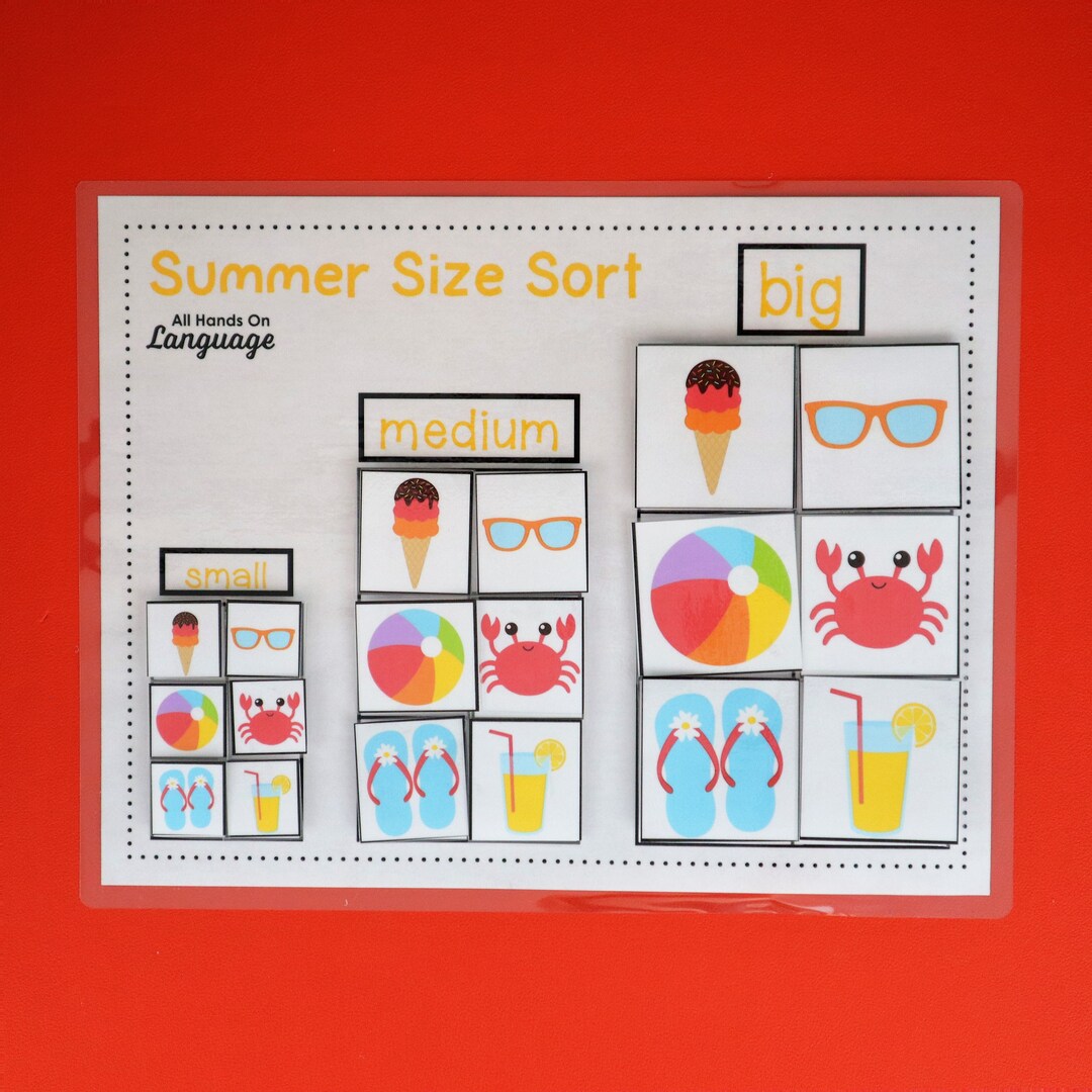 Summer Size Sort Activity, Small, Medium, Big, Summer Themed Pictures ...