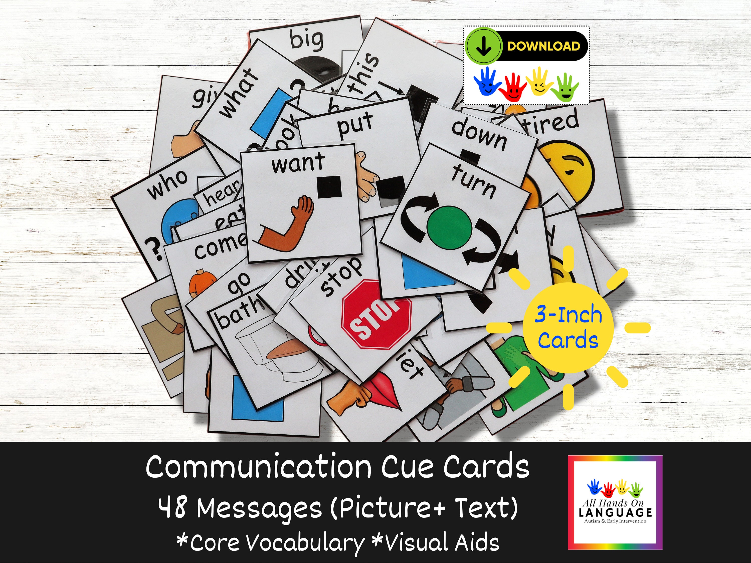 AAC Communication Board Bundle: Core Vocabulary Cue Cards & Boards (PDF ...