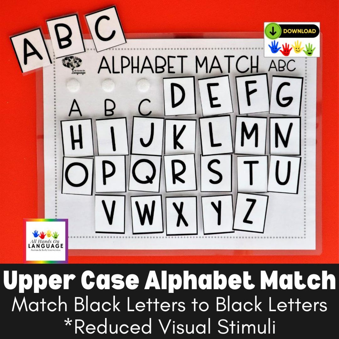 Upper Case Alphabet Matching Activity, Reduced Visual Stimuli, Autism ...