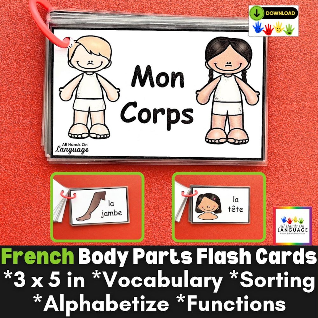 French Body Parts Flashcards: Mon Corps Vocabulary Learning (PDF ...