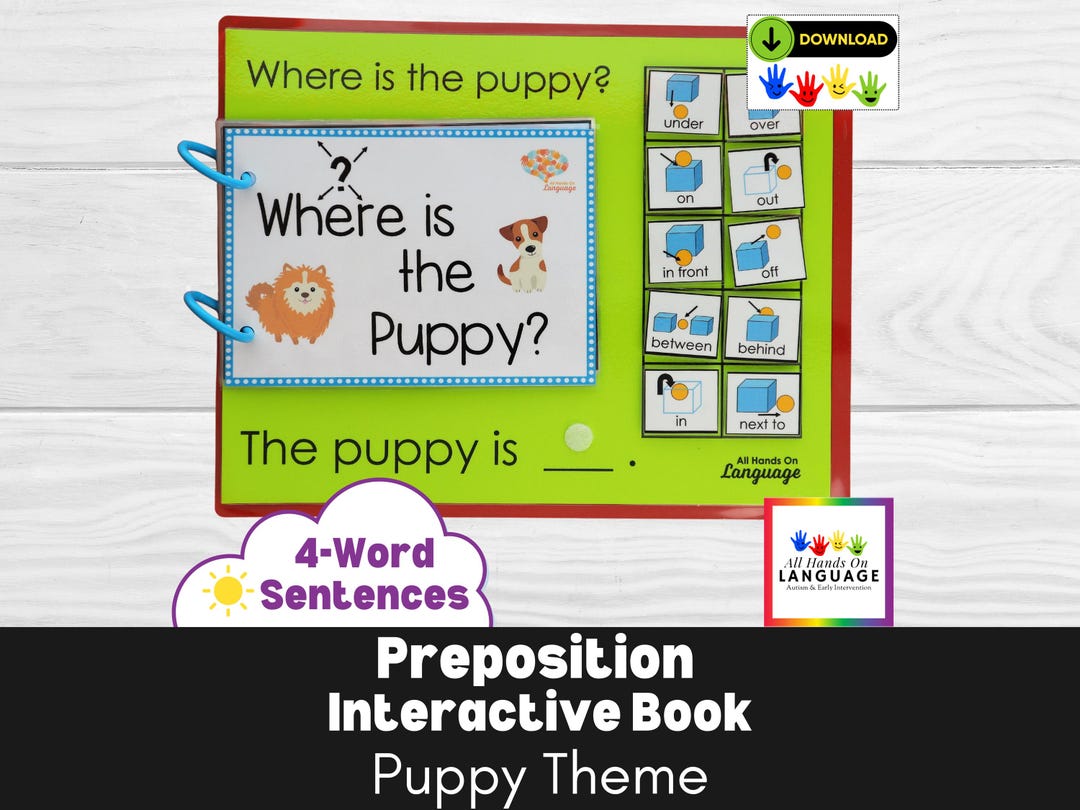 Puppy Preposition Interactive Book: Sentence Building, Speech & Autism ...