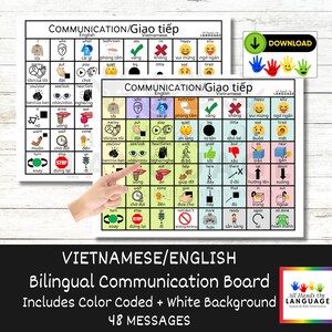 Bilingual Vietnamese English Communication Board 48, Aided-language ...