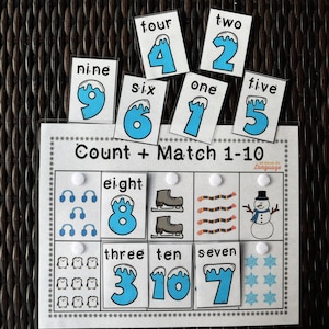 Winter Numbers 1-10 Count and Match Activity, Autism and Preschool PDF ...