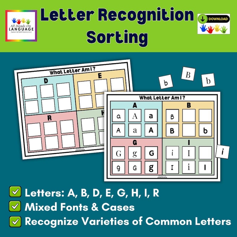 Letter Recognition Sorting Activity: Multiple Fonts (PDF Printable) - Etsy