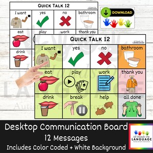 AAC Communication Board Bundle: Core Vocabulary Cue Cards & Boards (PDF ...