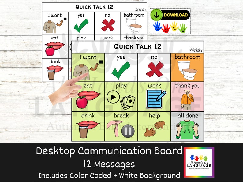 AAC Communication Board Bundle: Core Vocabulary Cue Cards & Boards (PDF ...