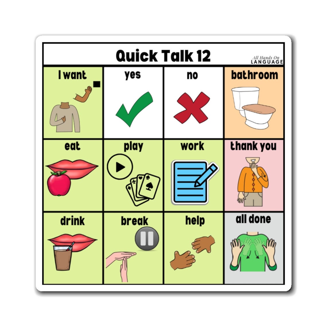 Quick Talk 12 Magnet Communication Board: AAC for Home, Classroom ...